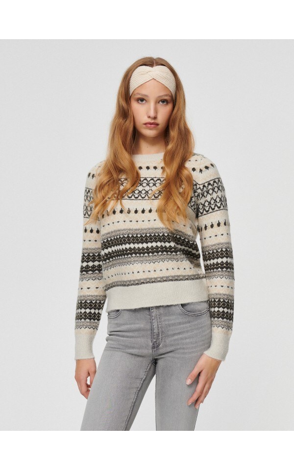 Gemusterter Pullover Farbe bunt - HOUSE - 6868W-MC1