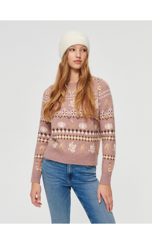 Gemusterter Pullover Farbe bunt - HOUSE - 6868W-MC3