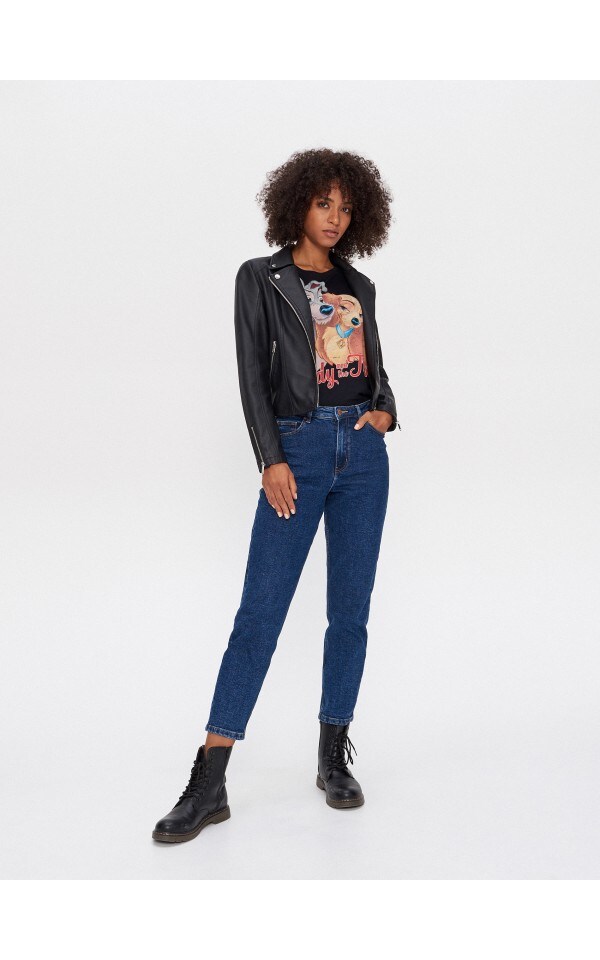 Biker-Jacke In Lederoptik Farbe schwarz - HOUSE - XD766-99X