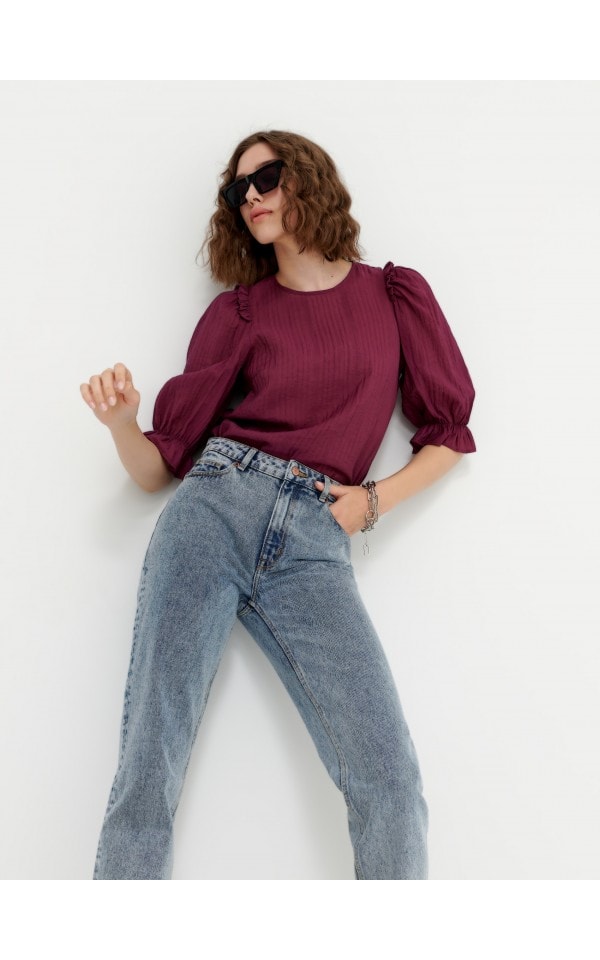 Blusa de tela estructural Color violeta - HOUSE - 3372I-45X