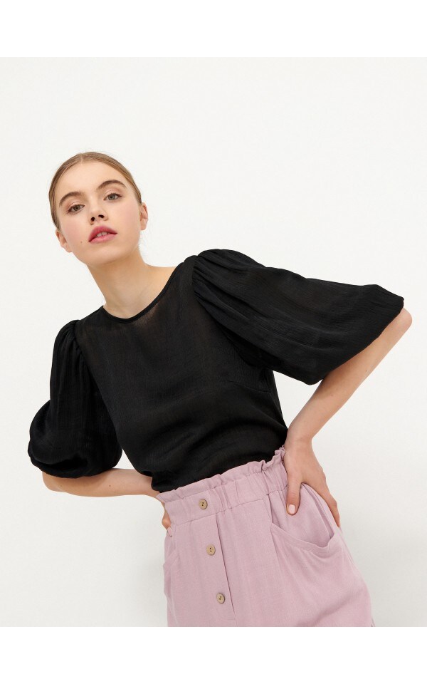 Blusa de tela estructural Color negro - HOUSE - 4471E-99X