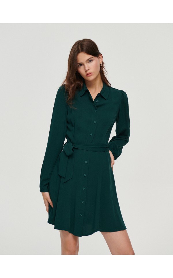 Vestido camisero Color verde oscuro - HOUSE - 9491W-79X