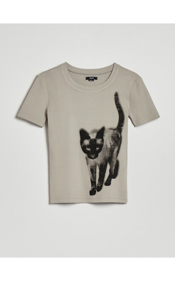 Μπλουζάκι με στάμπα Χρώμα ανοιχτό γκρι - HOUSE - 124BK-09X