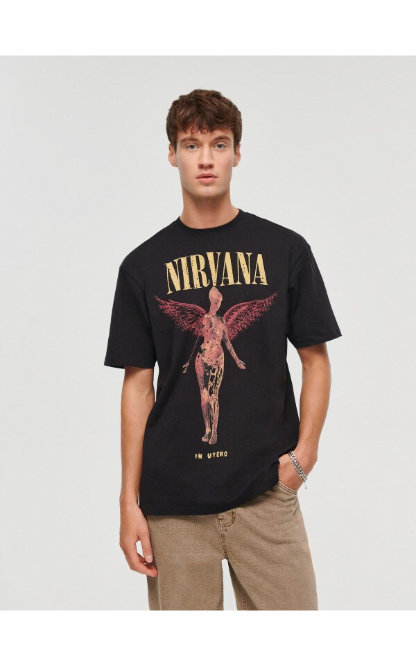 Majica kratkih rukava Nirvana Boja crno - HOUSE - 6523X-99X