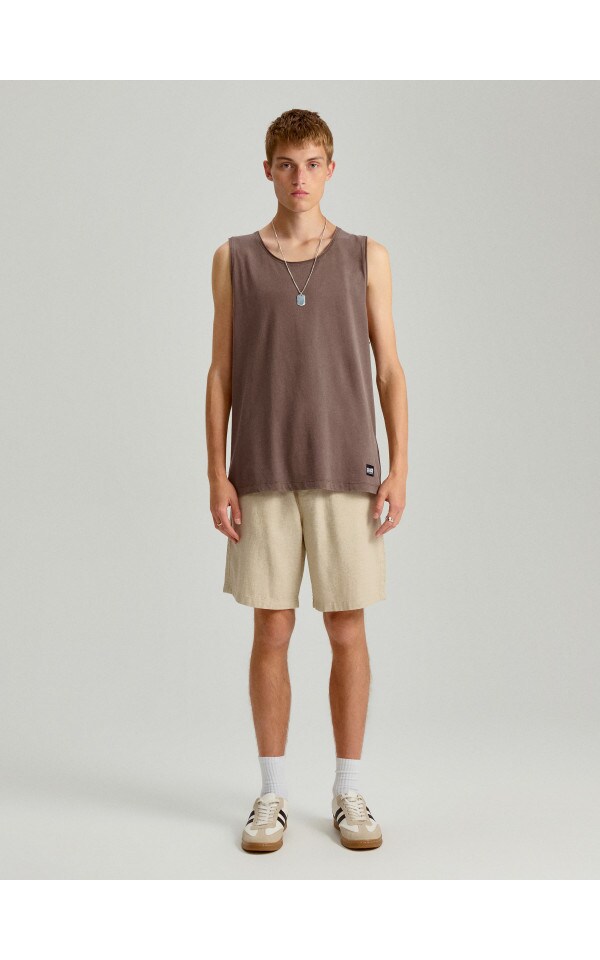 Kratke hlače s dodatkom lana Boja bež - HOUSE - 823BU-08X