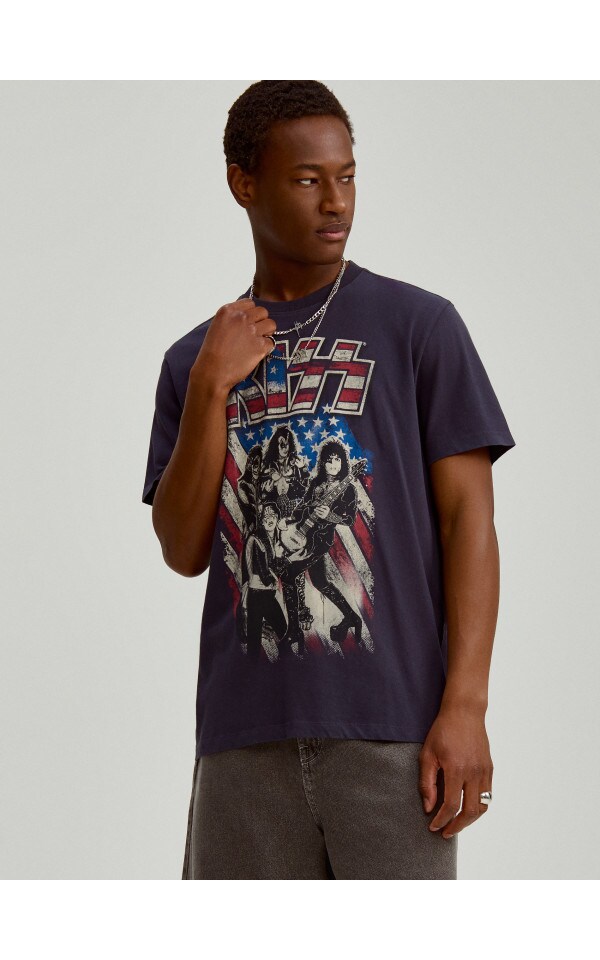 Póló mintával Kiss Szín sötétszürke - HOUSE - 843GC-90X