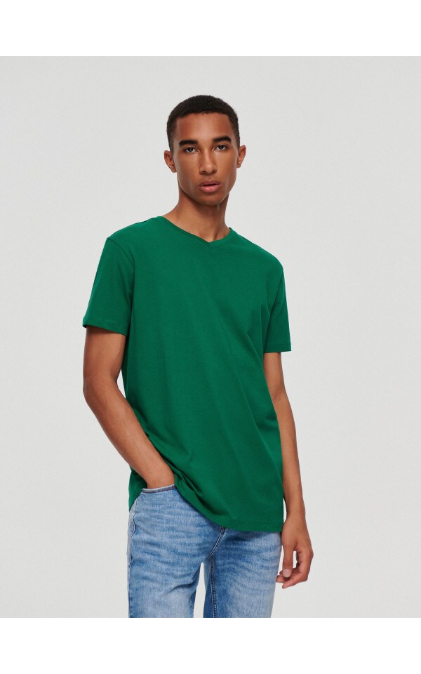 Gładka koszulka basic zielona - HOUSE - 0232X-77X