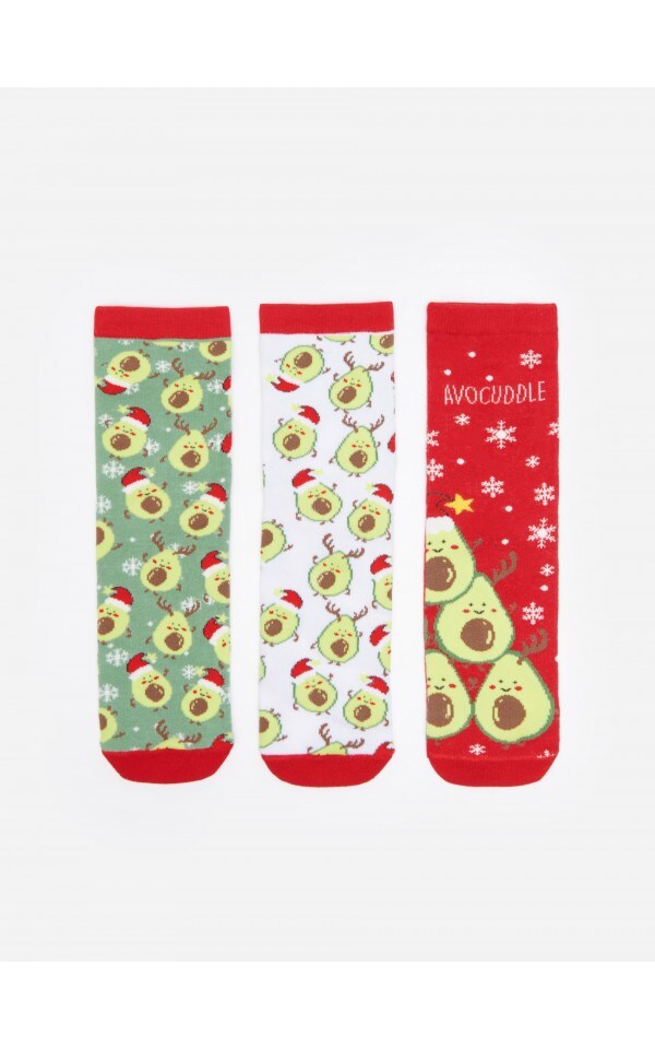 Świąteczne skarpetki 3-pak Awokado - HOUSE - 0653R-MLC