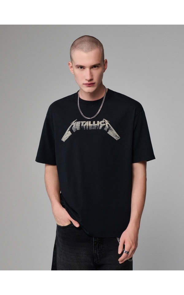 Czarna koszulka z nadrukiem Metallica - HOUSE - 141GG-90X