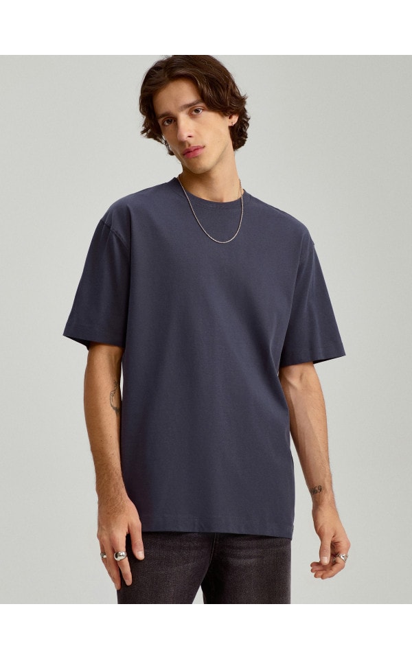 Dłuższa koszulka loose fit grafitowa - HOUSE - 307EN-90X