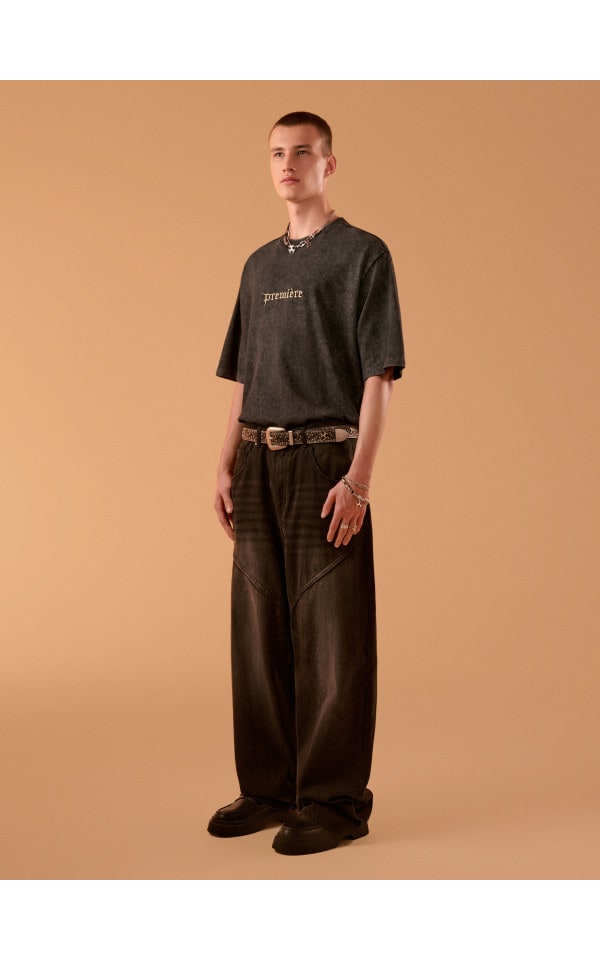 Czarne jeansy baggy fit z efektem sprania PREMIÈRE - HOUSE - 638CC-99J