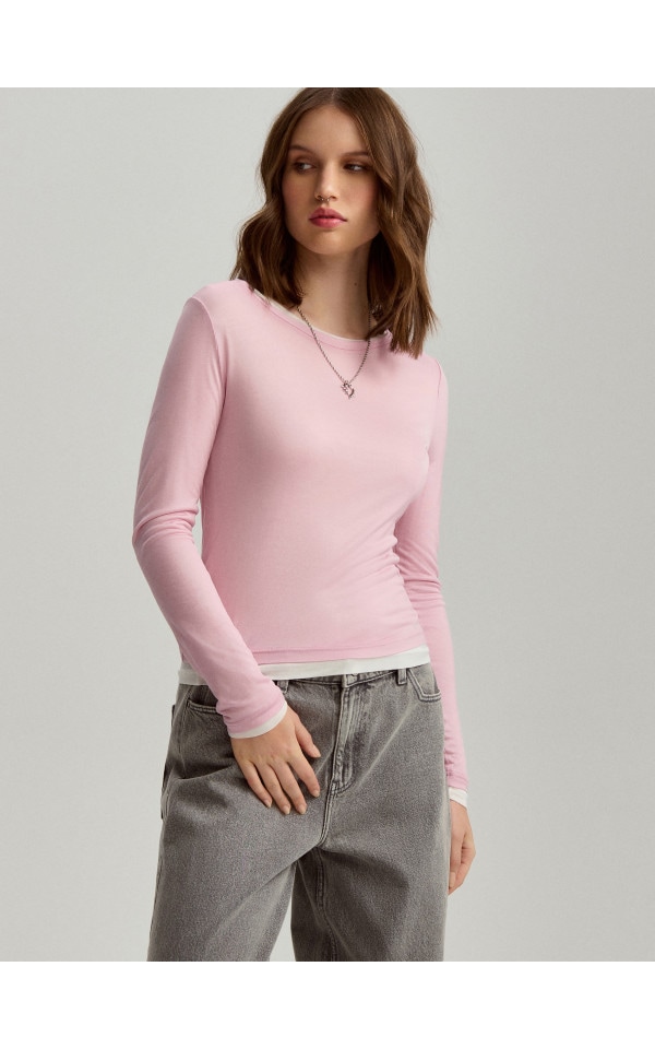 Podwójna koszulka z długim rękawem 2 w 1 - HOUSE - 754DI-39X