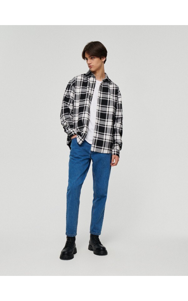 Cămașă ecosez Culoare alb - HOUSE - 0195X-00X