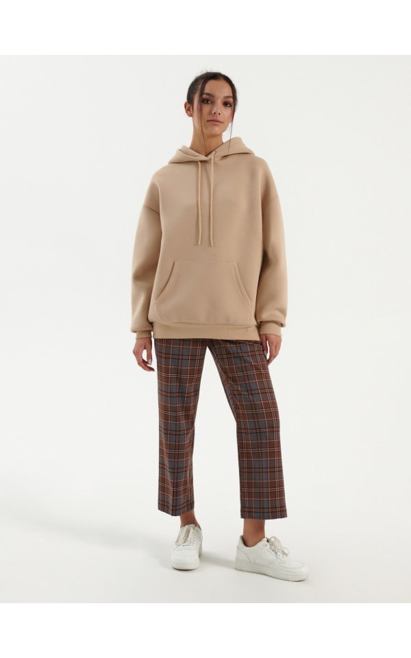 Pantaloni ecosez cu croială straight, HOUSE, 1806Q-88X