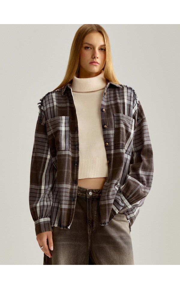 Cămașă ecosez oversized Culoare multicolor - HOUSE - 544DF-MC1