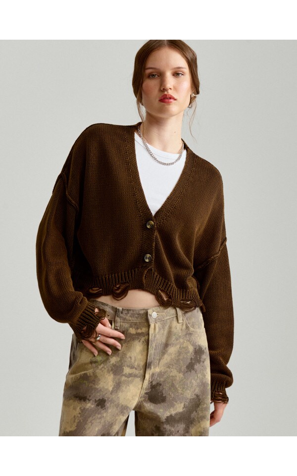 Cardigan oversized Culoare maro - HOUSE - 551CF-88X