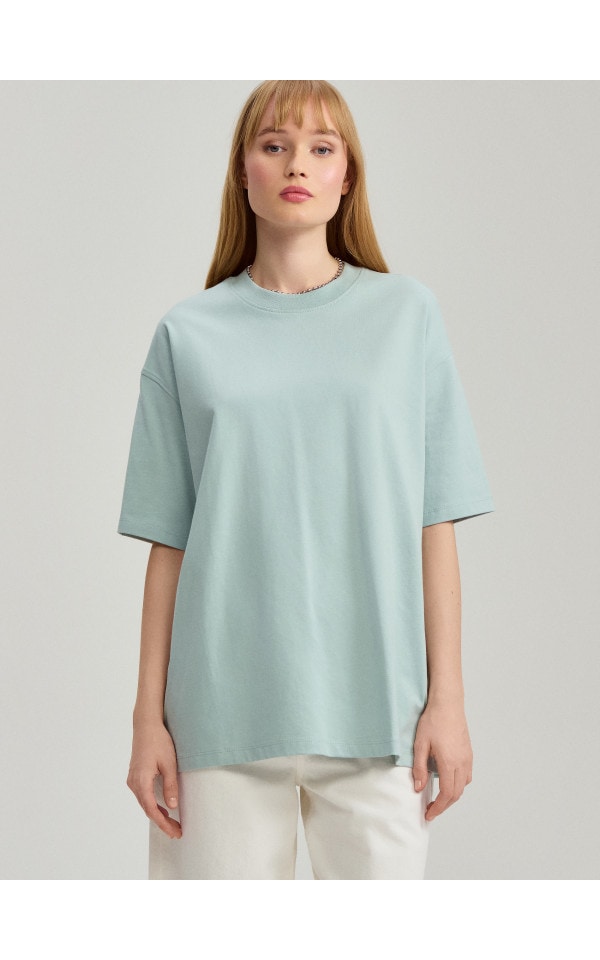 Tricou basic oversized Culoare turcoaz palid - HOUSE - 617DU-06X