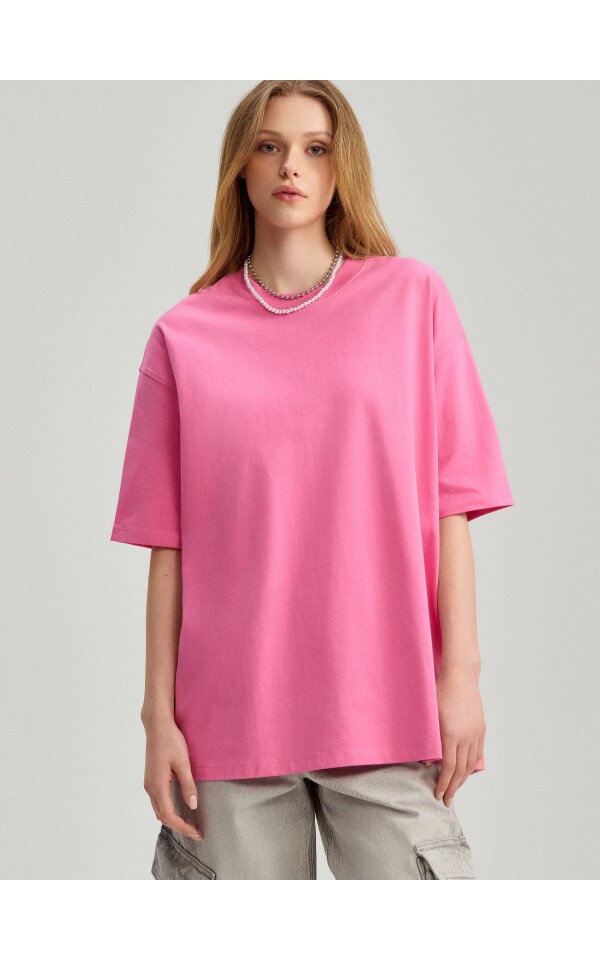 Tricou basic oversized Culoare clar roz - HOUSE - 617DU-42X