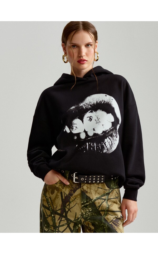 Hanorac cu imprimeu Culoare negru - HOUSE - 624BL-99X