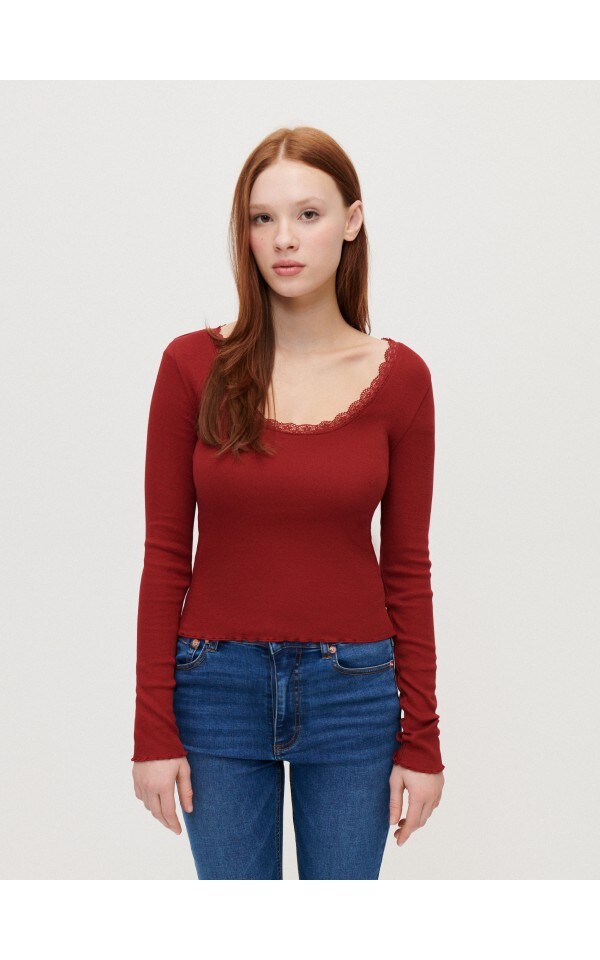 Bluză cu mânecă lungă Culoare castaniu - HOUSE - 7134P-83X