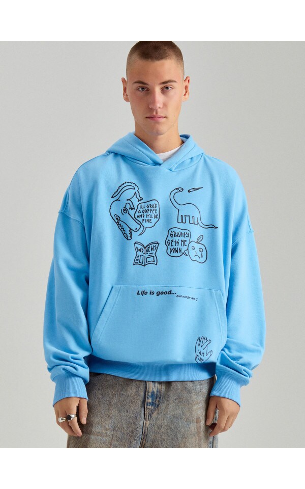 Hanorac cu imprimeu Culoare albastru deschis - HOUSE - 730CC-50X