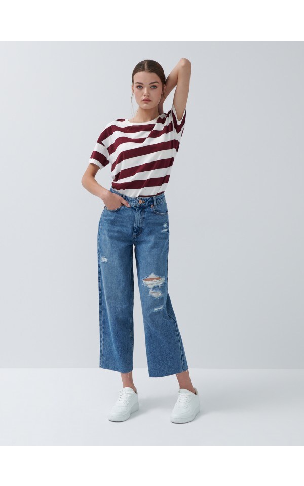 Pantaloni culotte din denim, HOUSE, 7691I-55J