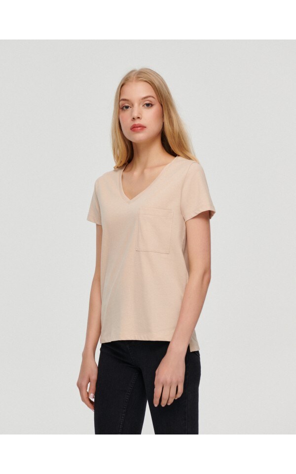 Tricou basic uni Culoare bej - HOUSE - 9745W-08X