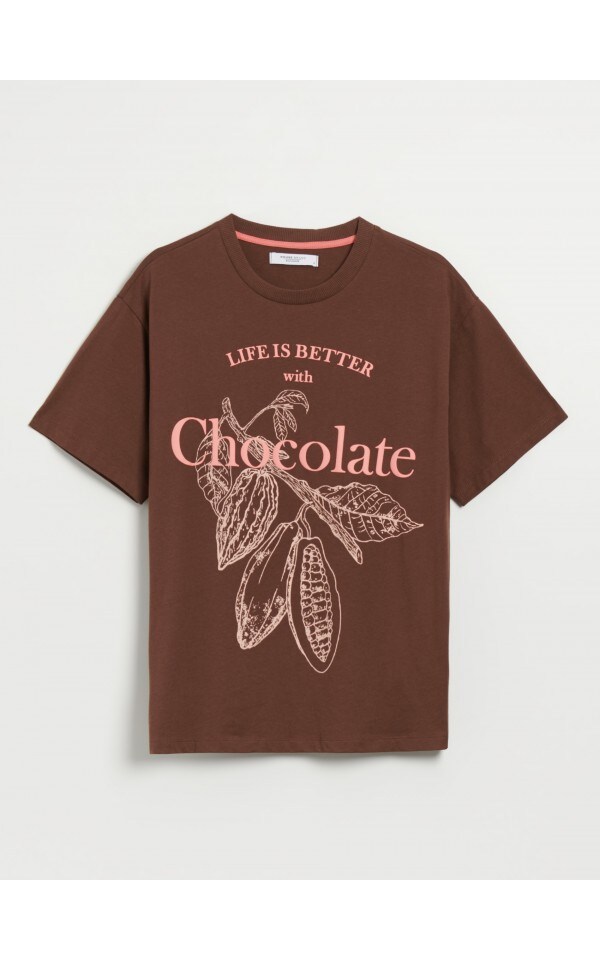 Široka majica Chocolate boja tamno braon - HOUSE - 0012V-89X