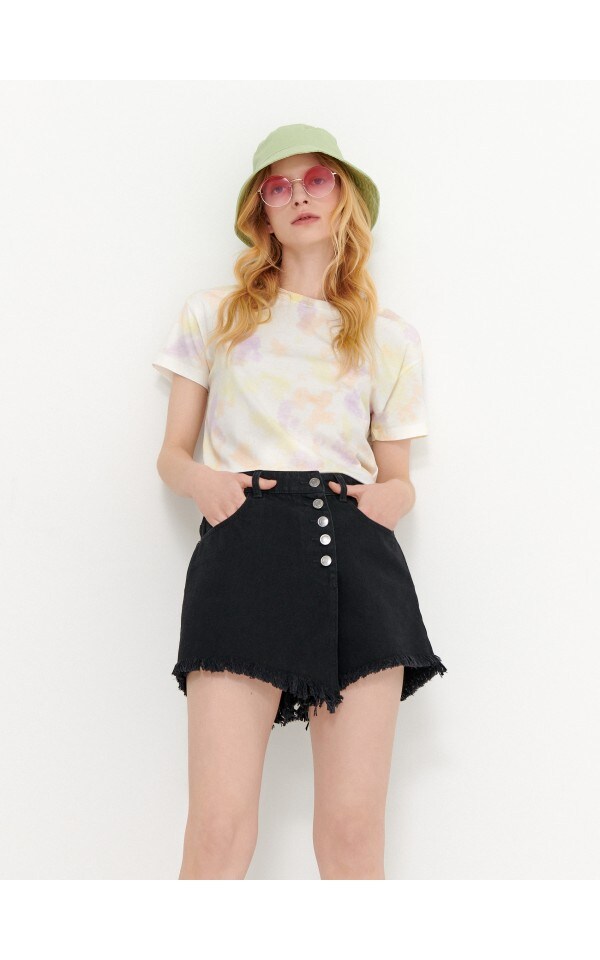 Denim suknja-šorc boja crno - HOUSE - 0650H-99J