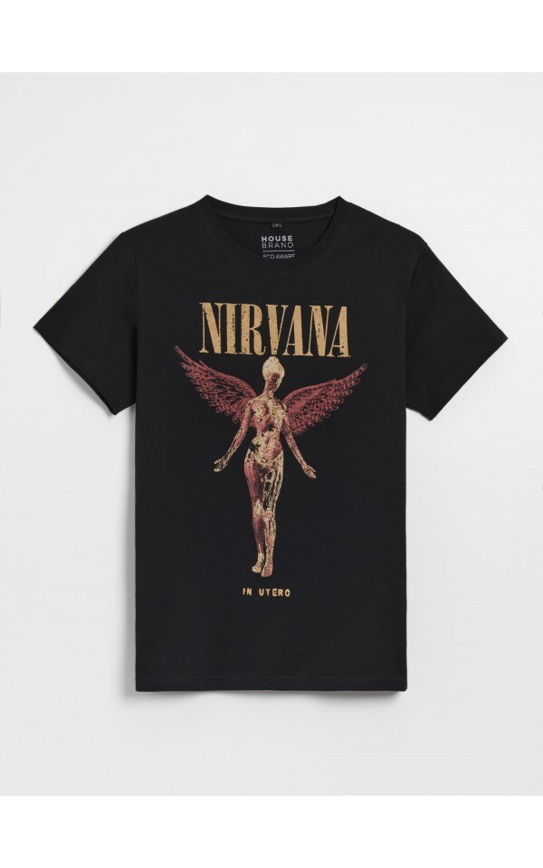 Majica sa printom Nirvana boja crno - HOUSE - 272AG-99X