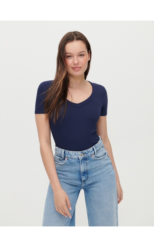 Majica sa V-dekolteom Basic, HOUSE, 5605W-59X