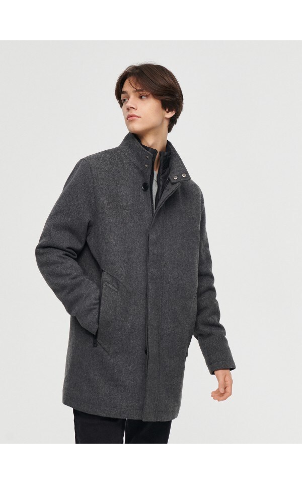 Vlnený kabát Farba čierna - HOUSE - 1348X-99M