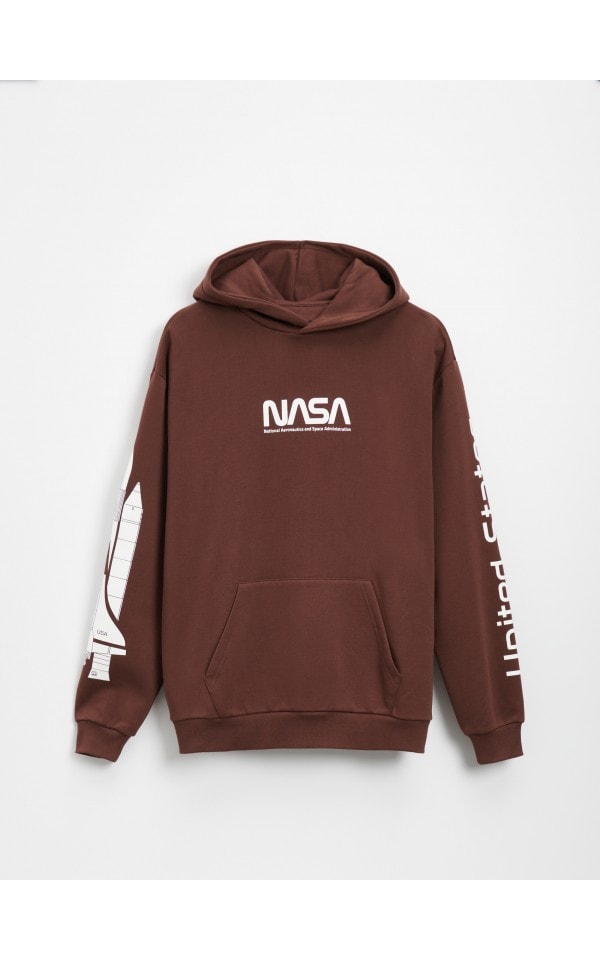 Mikina s kapucňou NASA Farba hnedá - HOUSE - 4503T-88X