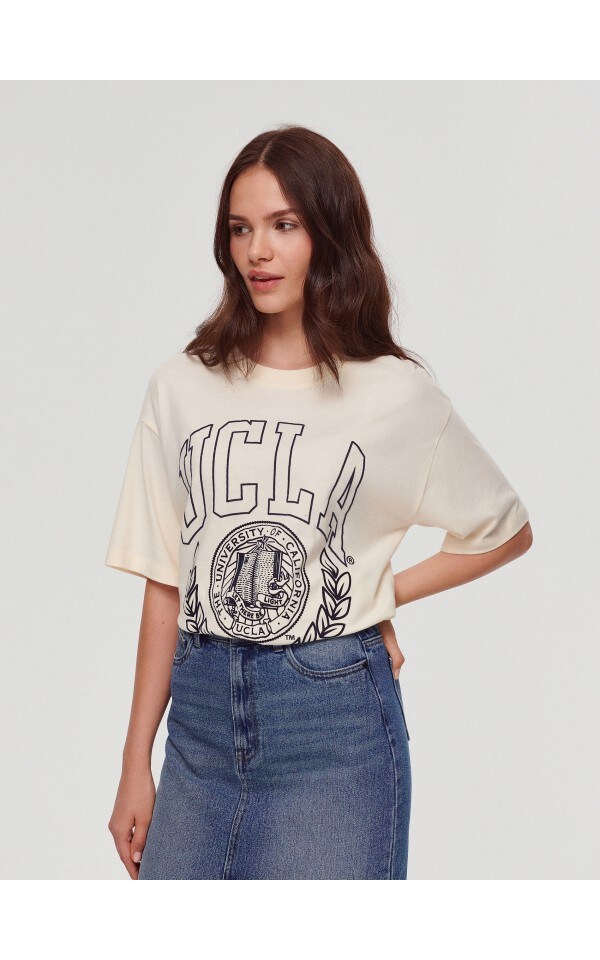 Tričko voľného strihu Farba krém - HOUSE - 7781Y-01X