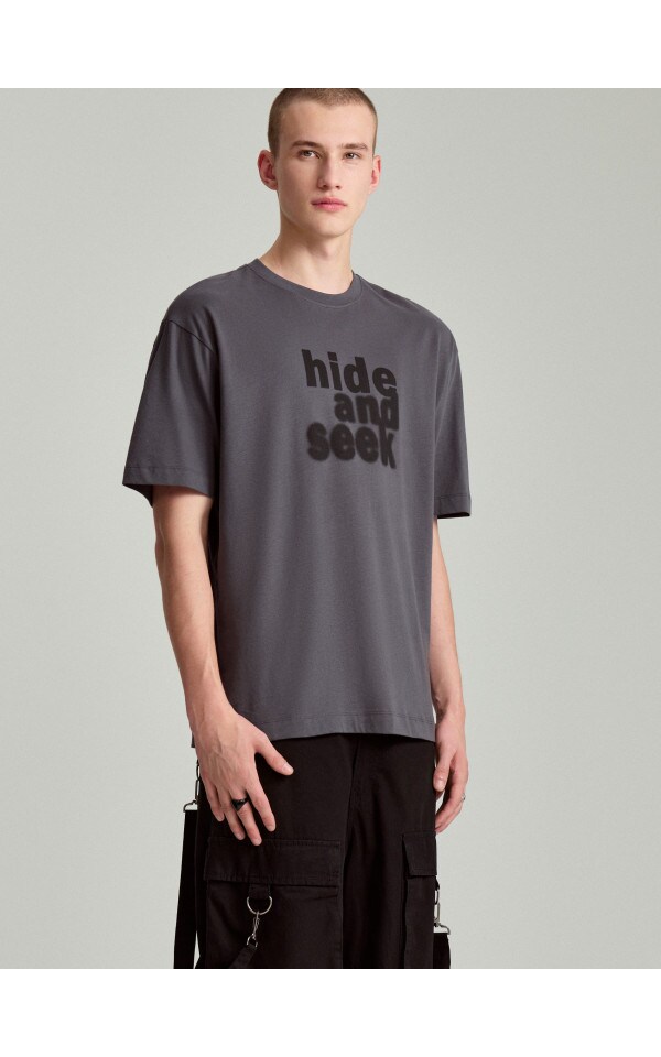 Футболка з принтом Колір темно-сірий - HOUSE - 135CD-90X