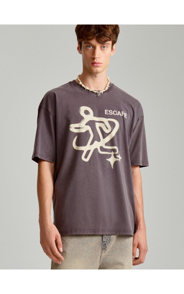 Футболка з принтом Колір темно-сірий - HOUSE - 191CA-90X