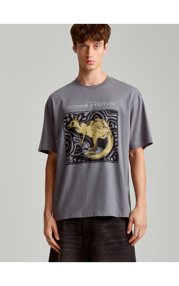 Футболка з принтом Колір темно-сірий - HOUSE - 374BY-90X