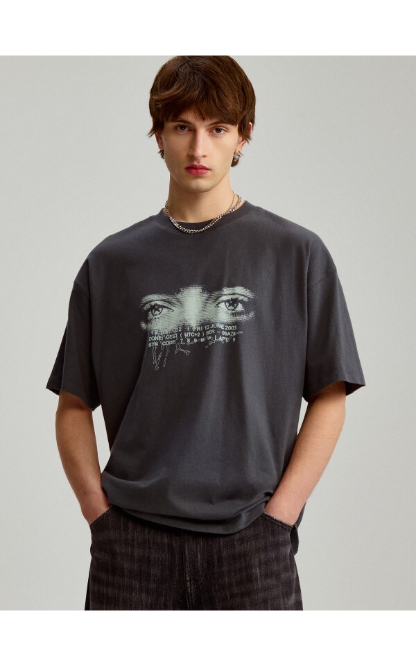 Футболка з принтом Колір темно-сірий - HOUSE - 584EZ-90X