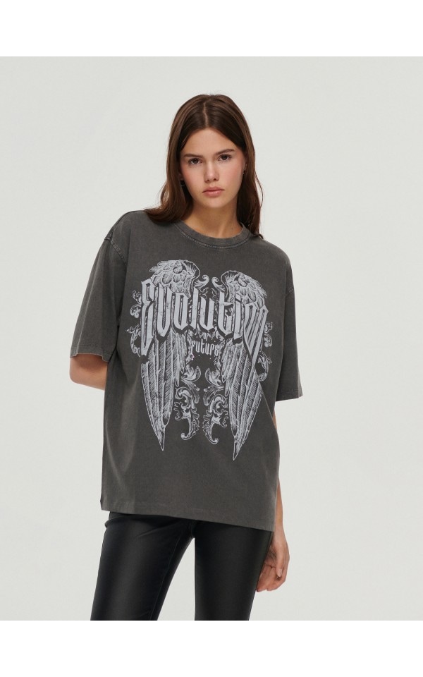 Футболка loose fit Колір темно-сірий - HOUSE - 7379Y-90X