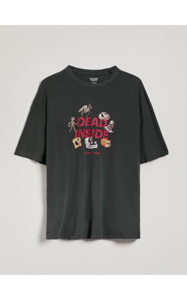 Футболка з принтом Колір темно-сірий - HOUSE - 895CD-90X