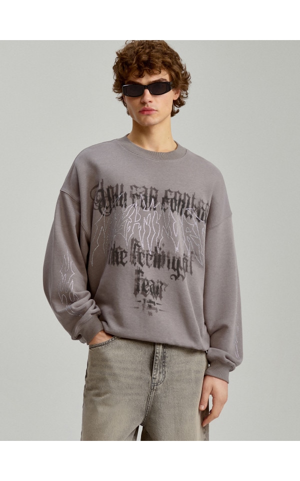 Світшот із принтом Колір темно-сірий - HOUSE - 915FH-90X