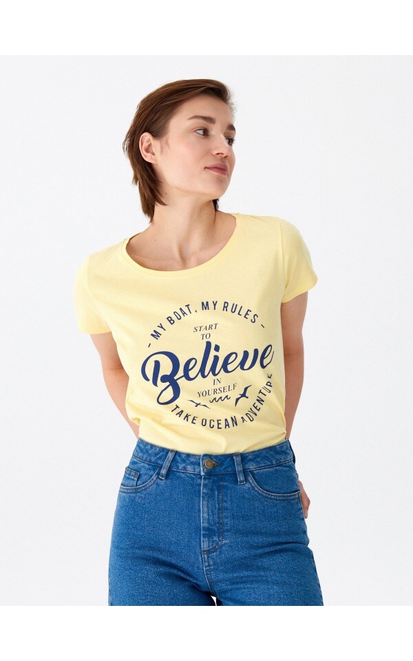 Футболка з принтом Колір жовтий - HOUSE - VM119-10X